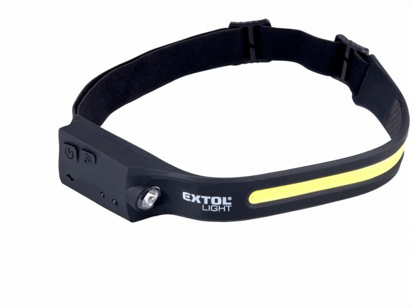 Lampa čelová 350lm, COB + XPE LED, 1,2Ah Li-pol, pevný plastový pás ...
